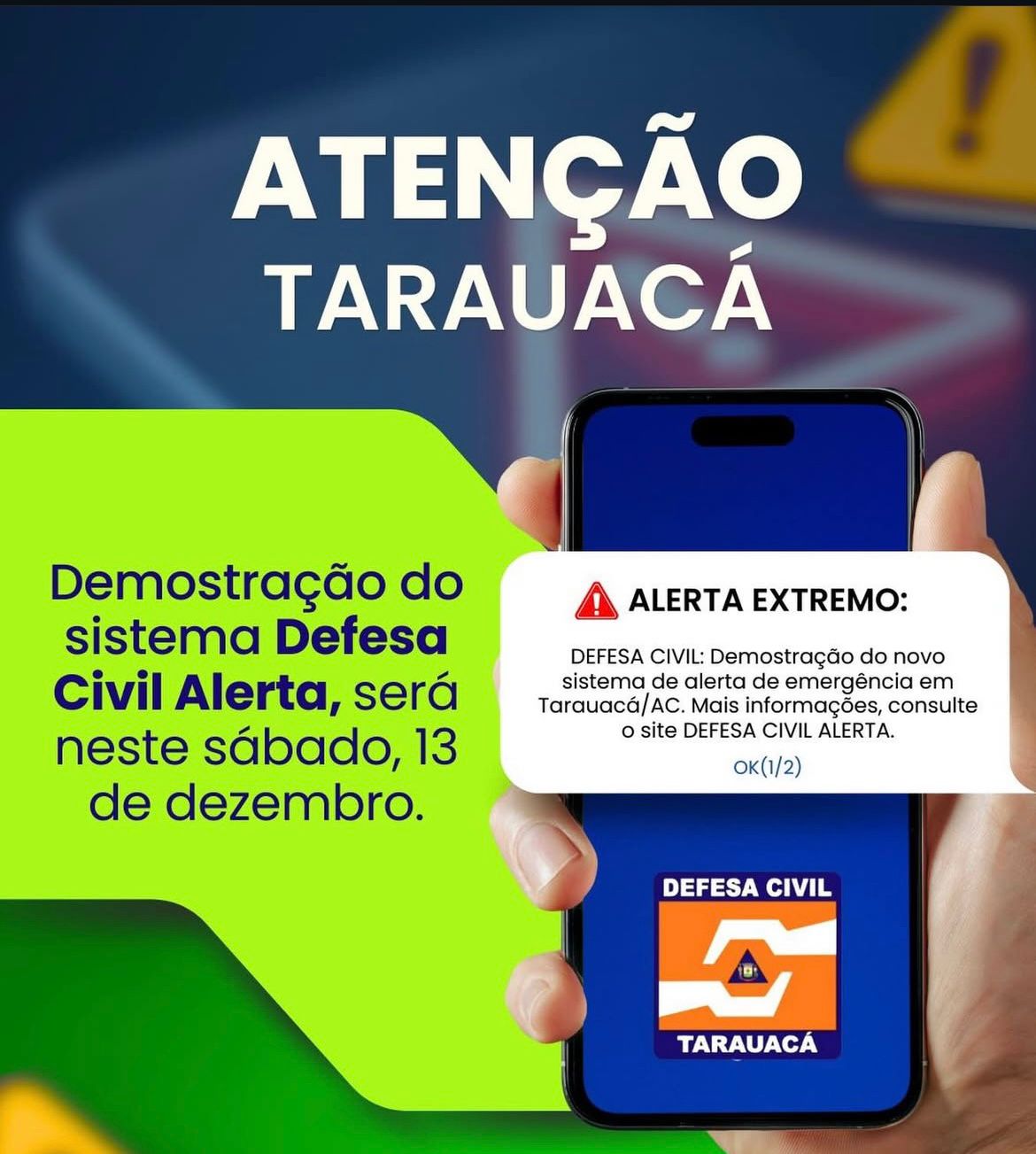 Defesa Civil realizará teste de alerta; telefones podem tocar diferente ...
